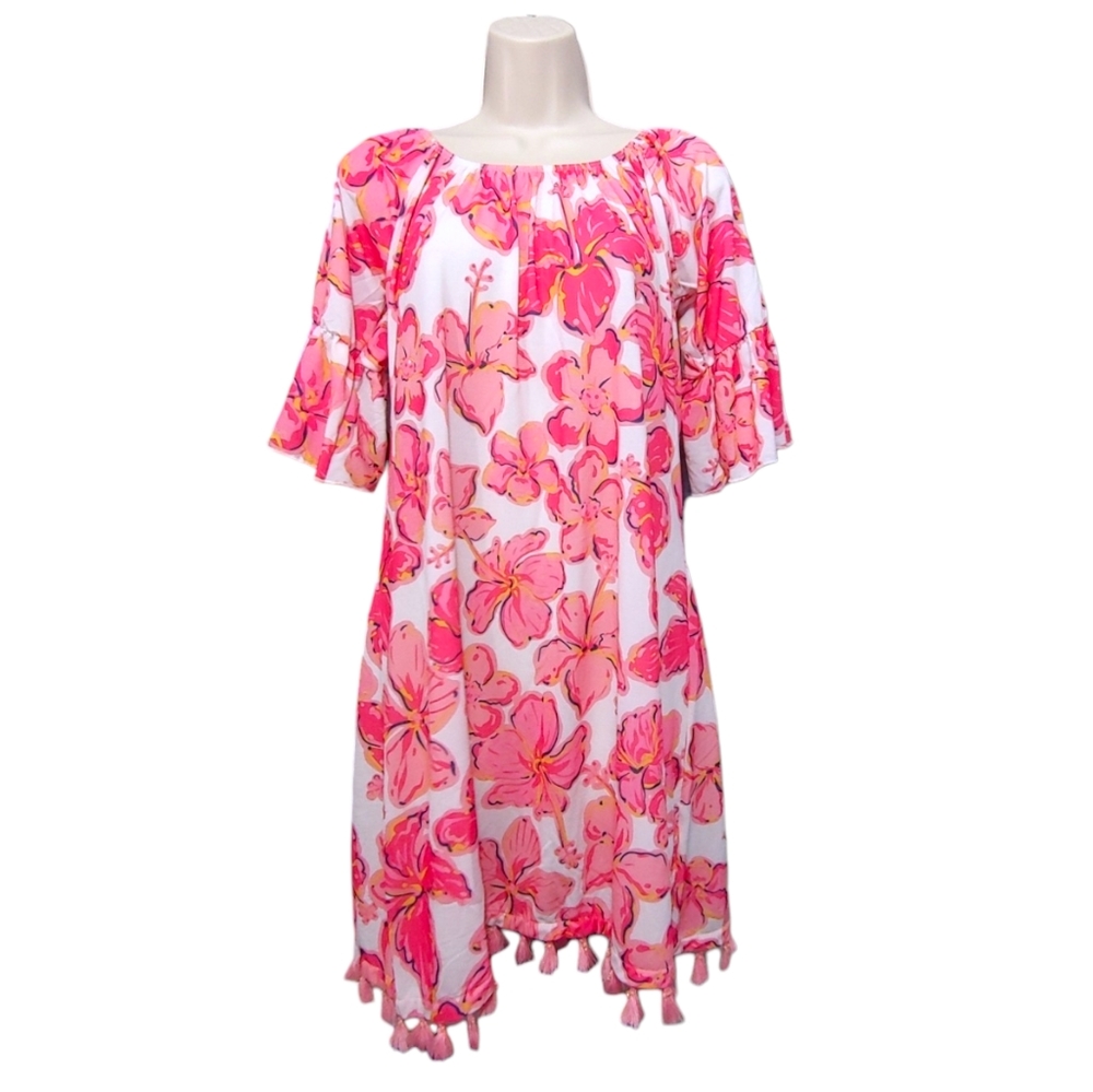 Simply Southern Pink Floral Short Sleeve Shirt Dress … - Gem